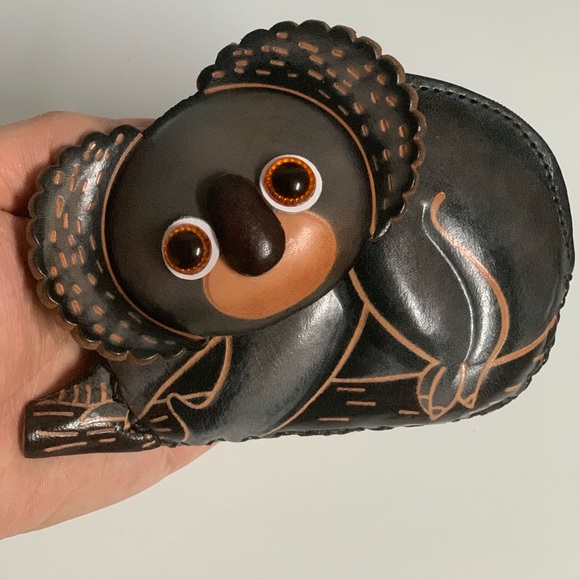 Handmade | Bags | Handmade Gray Leather Koala Coin Purse Cute Animal ...